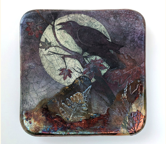 Childhood's End Gallery | "Raven, Vine Maple, Moon" Raku Wall Square ...
