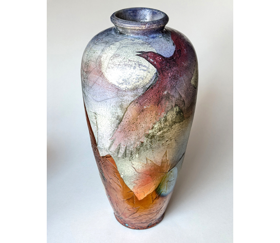 Childhood's End Gallery | "Raven/Flight/Moon/Maple" Raku Vase - Dave ...